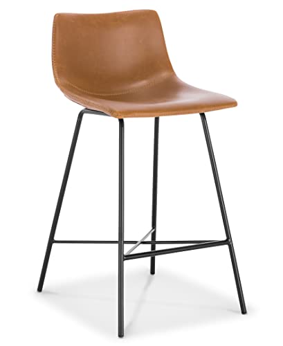 Poly and Bark Paxton 24” Counter Stool, Set of 3 Tan