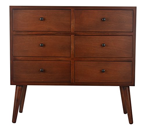 Decor Therapy Mid Century 6-Drawer Wood Accent Chest, Walnut
