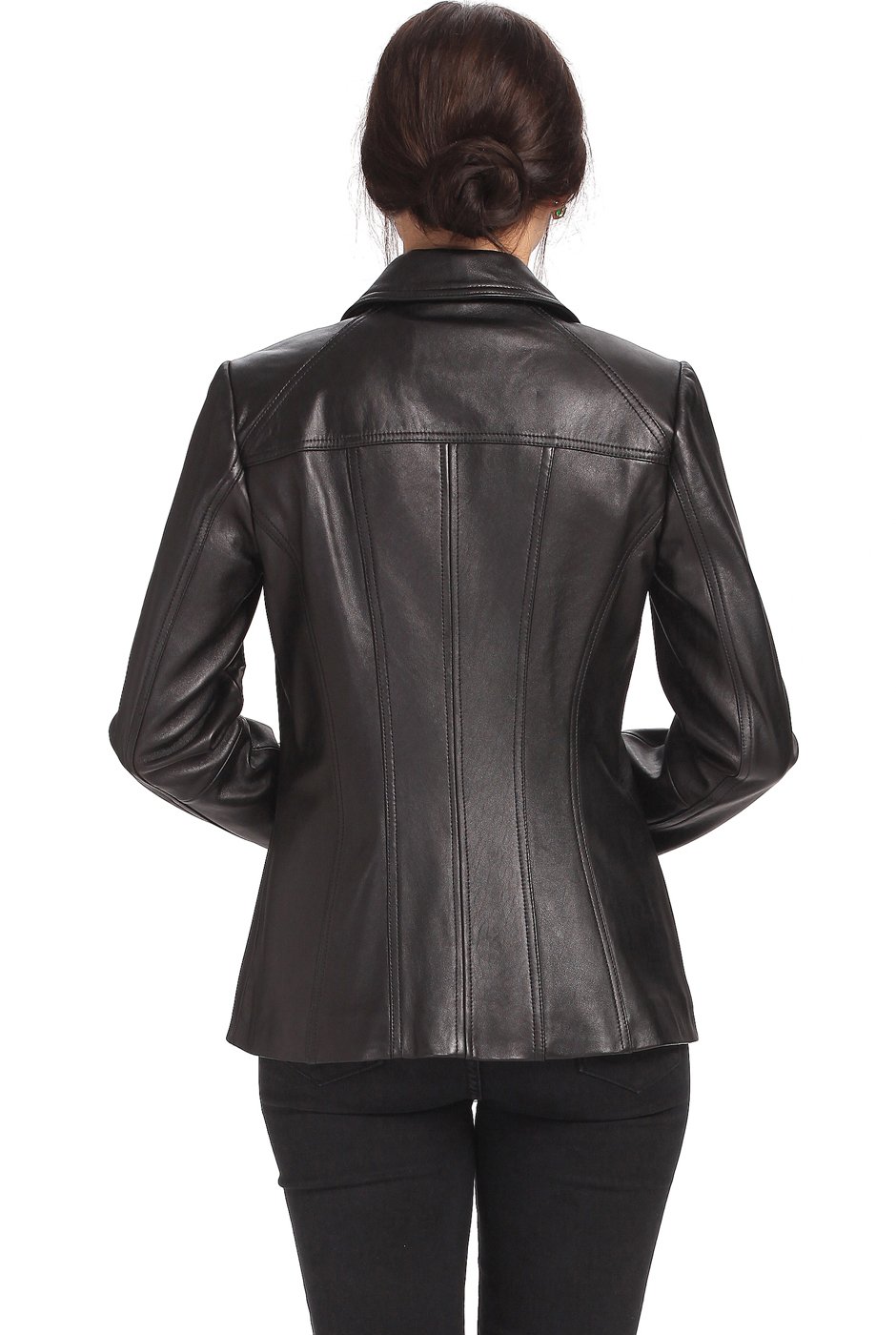 BGSD Women Ellen Lambskin Leather Jacket (Also available in Plus Size & Petite), Black, X-Large Petite