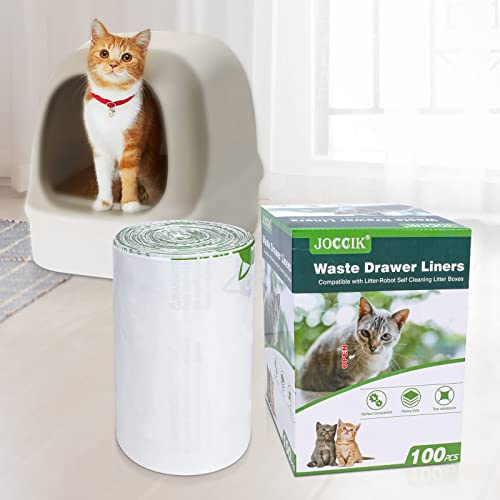 Cat Litter Box Liner Bags Compatible with Self-Cleaning Litter Box Robot 75 Pack, Waste Drawer Liners Heavy Duty White 9-11 Gallons Replacement Bags