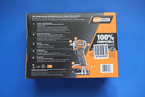 RIDGID 18 Volt SubCompact Brushless Cordless 1/2 in. Impact Wrench Kit