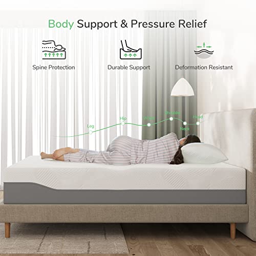 Novilla Queen Mattress, 10 Inch Gel Memory Foam Mattress for Enhanced Support & Motion Isolation, Medium Firm Bed Mattress in a Box-Vibrant