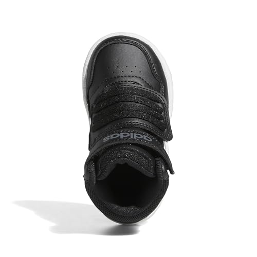 adidas Hoops 3.0 Basketball Shoe, Core Black/White/Grey, 2 US Unisex Little Kid