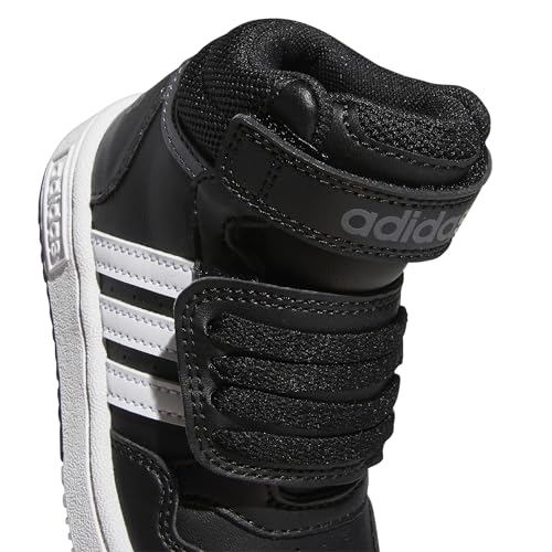 adidas Hoops 3.0 Basketball Shoe, Core Black/White/Grey, 2 US Unisex Little Kid