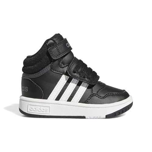 adidas Hoops 3.0 Basketball Shoe, Core Black/White/Grey, 2 US Unisex Little Kid