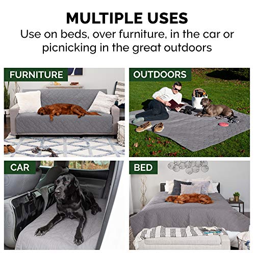 Furhaven XL/King Size Waterproof & Non Slip Quilted Twill Mattress Furniture Protector Cover, Washable - Gray, Jumbo/King Size