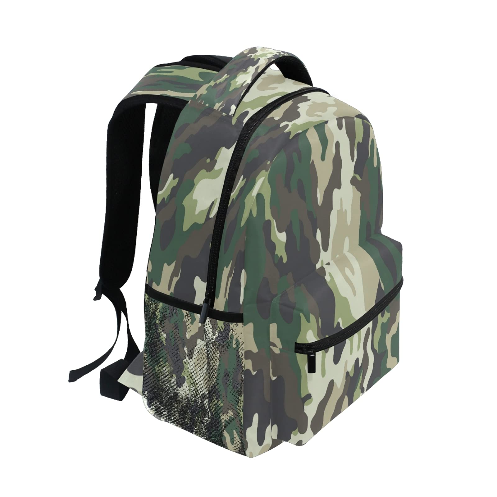 Camo Camouflage Forest Military School Backpack for Teen Girls Boys Lightweight Student Backpack Travel Bookbag Laptop Casual Daypack