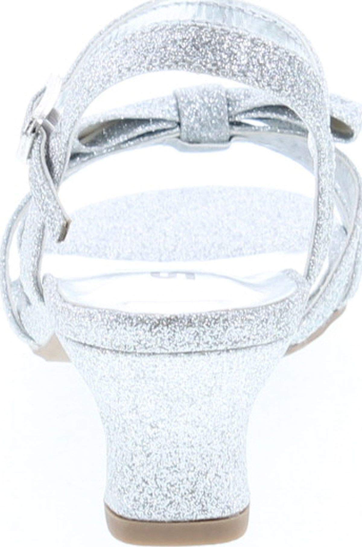 Soda Girly-2 Children's Girl's Open Toe Slingback Block High Heel Sandals (Silver Glt, 2)