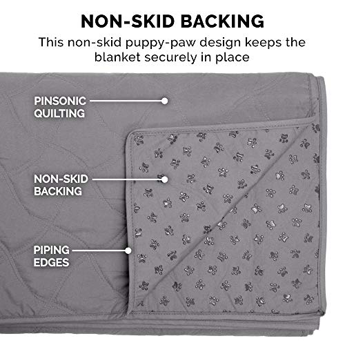 Furhaven XL/King Size Waterproof & Non Slip Quilted Twill Mattress Furniture Protector Cover, Washable - Gray, Jumbo/King Size
