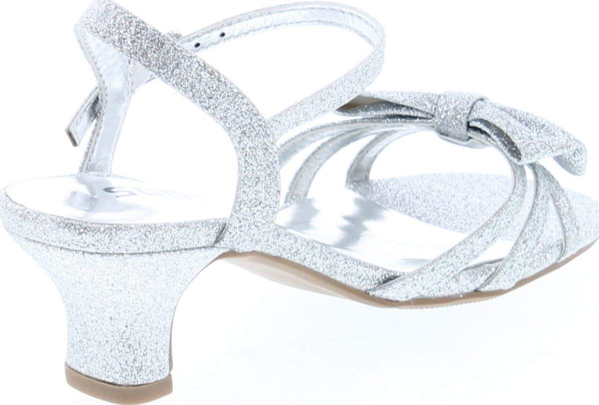 Soda Girly-2 Children's Girl's Open Toe Slingback Block High Heel Sandals (Silver Glt, 2)