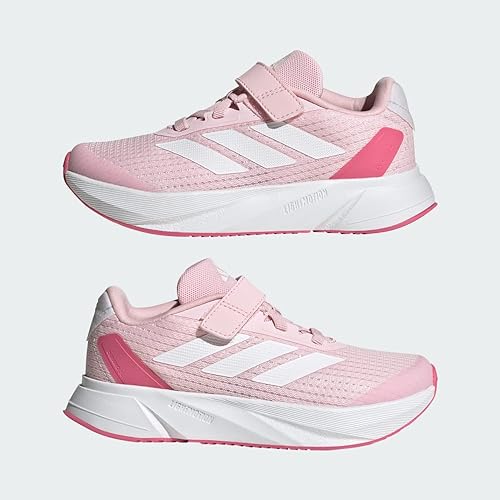 adidas Duramo SL Elastic Lace Sneaker, Clear Pink/White/Pink Fusion, 2 US Unisex Little Kid