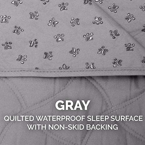 Furhaven XL/King Size Waterproof & Non Slip Quilted Twill Mattress Furniture Protector Cover, Washable - Gray, Jumbo/King Size