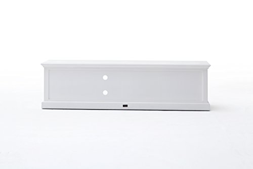 NovaSolo Halifax Pure White Mahogany Wood Large 2-Tier Tv Stand And 2 Drawers