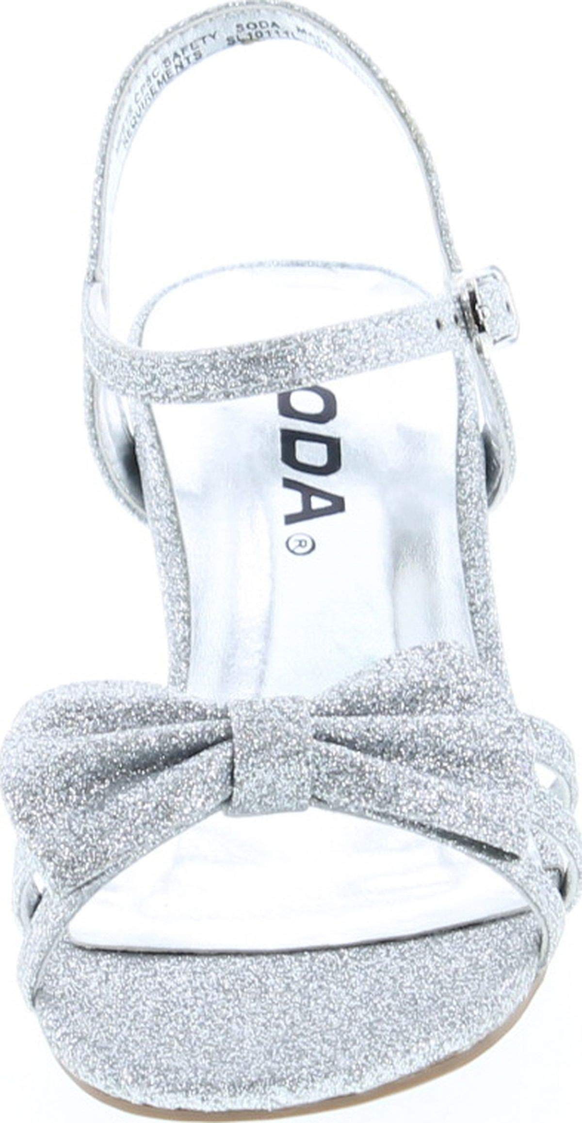 Soda Girly-2 Children's Girl's Open Toe Slingback Block High Heel Sandals (Silver Glt, 2)