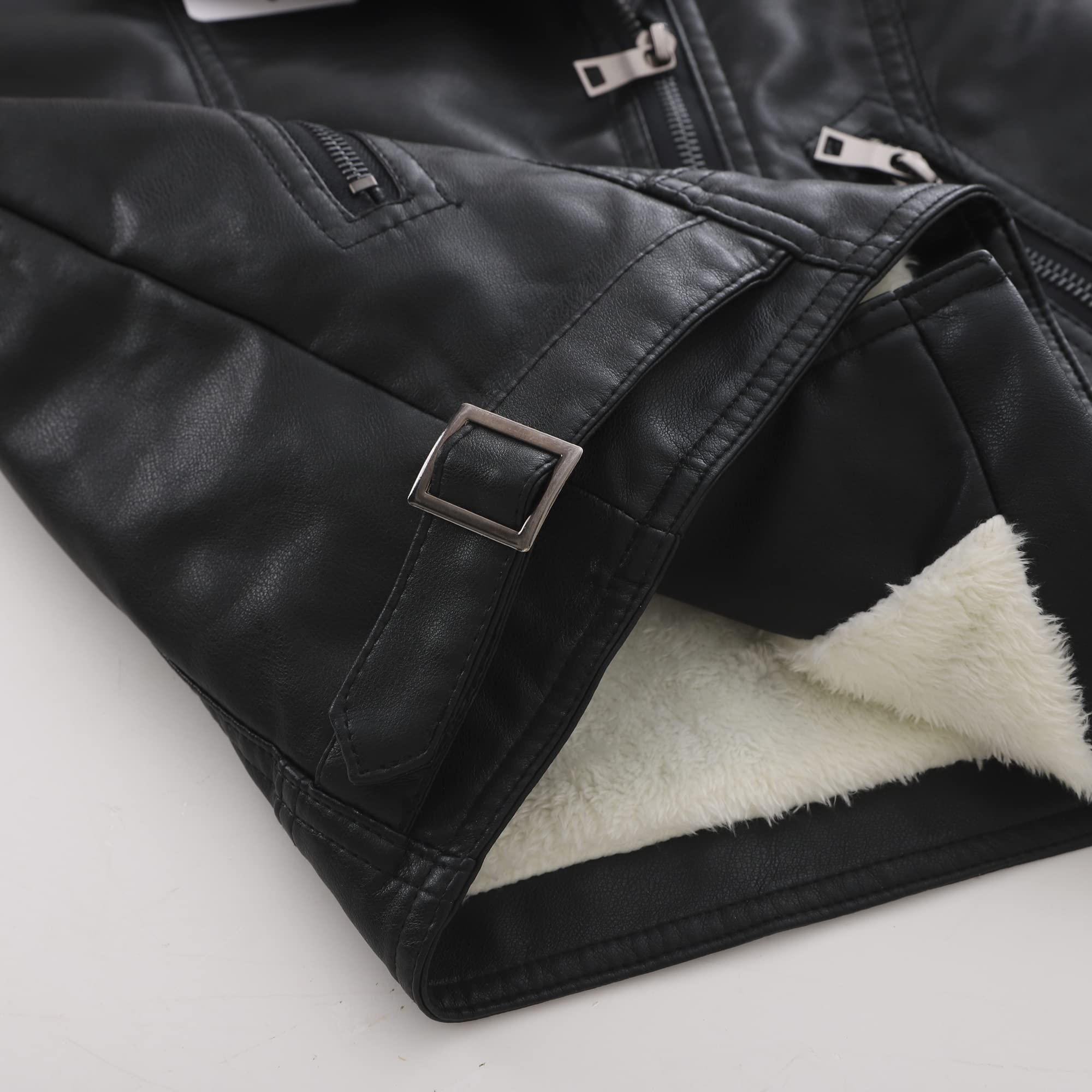 LJYH Children Collar Motorcycle Faux Leather Coats Kids Bomber PU Soft Leather Jackets 5/6yrs