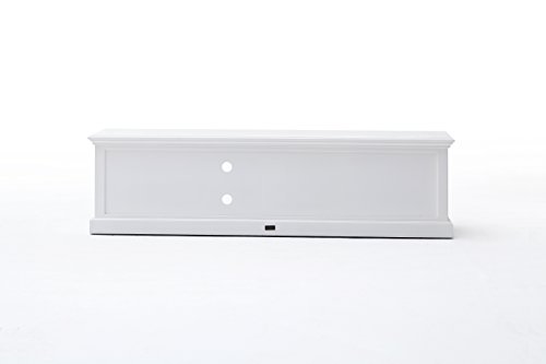 NovaSolo Halifax Pure White Mahogany Wood Large 2-Tier Tv Stand And 2 Drawers