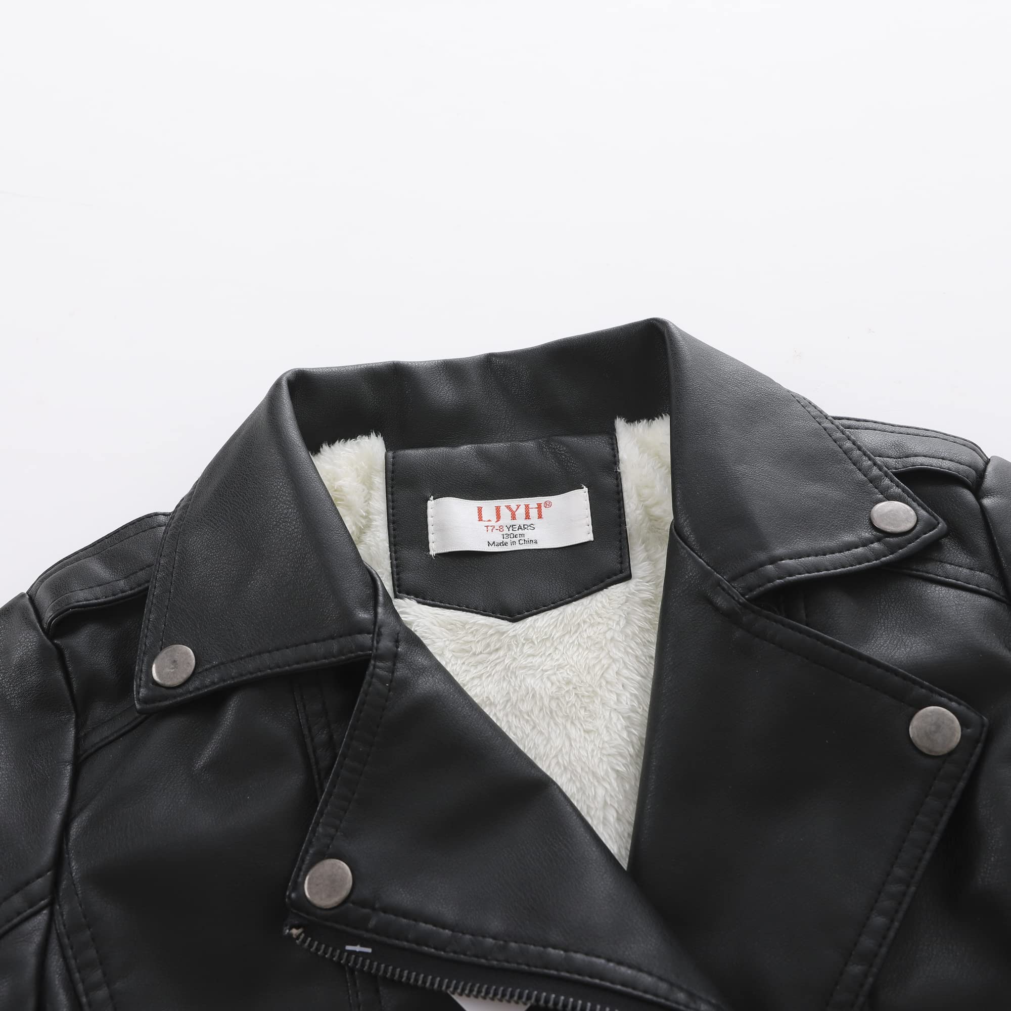LJYH Children Collar Motorcycle Faux Leather Coats Kids Bomber PU Soft Leather Jackets 5/6yrs