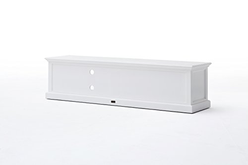 NovaSolo Halifax Pure White Mahogany Wood Large 2-Tier Tv Stand And 2 Drawers