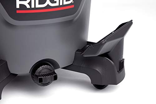 RIDGID, 62698, 6 Gallon RT0600 NXT Wet/Dry Vac, RED Professional Industrial, 4.25 HP, Casters, Pro Locking Hose, Qwik Lock Filter, Longer Motor Life, Polyropylene Drum, Large Handle, Dark Gray and Red