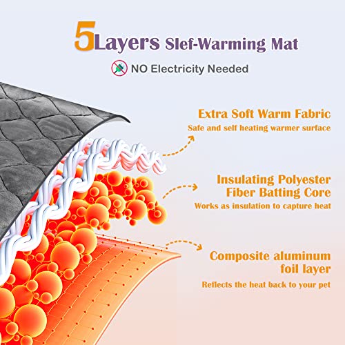 ULIGOTA Self Heating Cat Mat Thermal Pet Bed Mat Self-Warming Pet Crate Pad