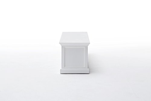 NovaSolo Halifax Pure White Mahogany Wood Large 2-Tier Tv Stand And 2 Drawers
