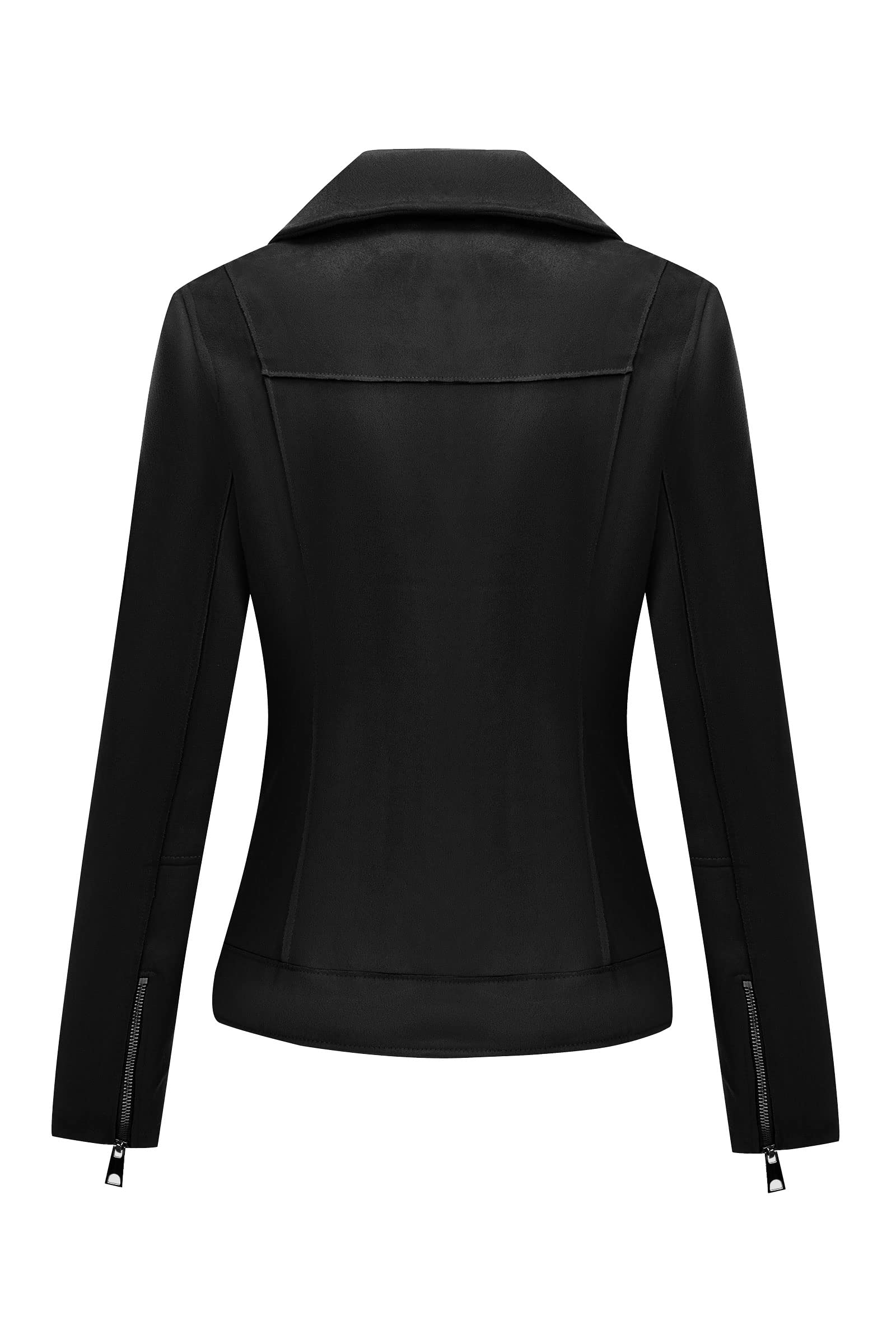 Bellivera Womens Faux Leather Jacket Lapels Cropped Outfits Coat Suede Spring Fashion Outwear with Microstretch 64K Black M