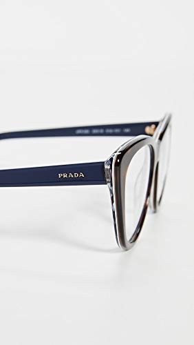 Prada Millennials PR 05XV 5121O1 Havana Blue Chess Plastic Cat-Eye Eyeglasses 53mm