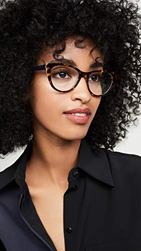 Prada Millennials PR 05XV 5121O1 Havana Blue Chess Plastic Cat-Eye Eyeglasses 53mm