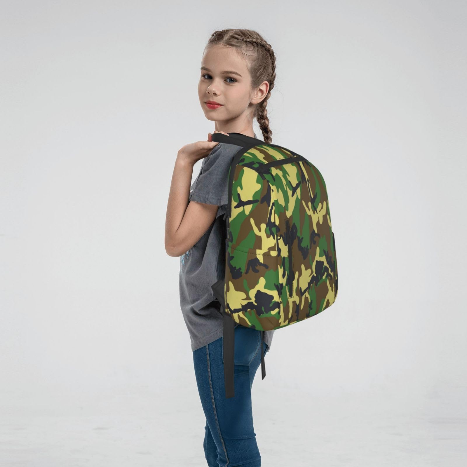 RIMENCH Lightweight Backpack For Basic Casual Daypack For Travel With Bottle Side Pockets (Army Camo Camouflage)