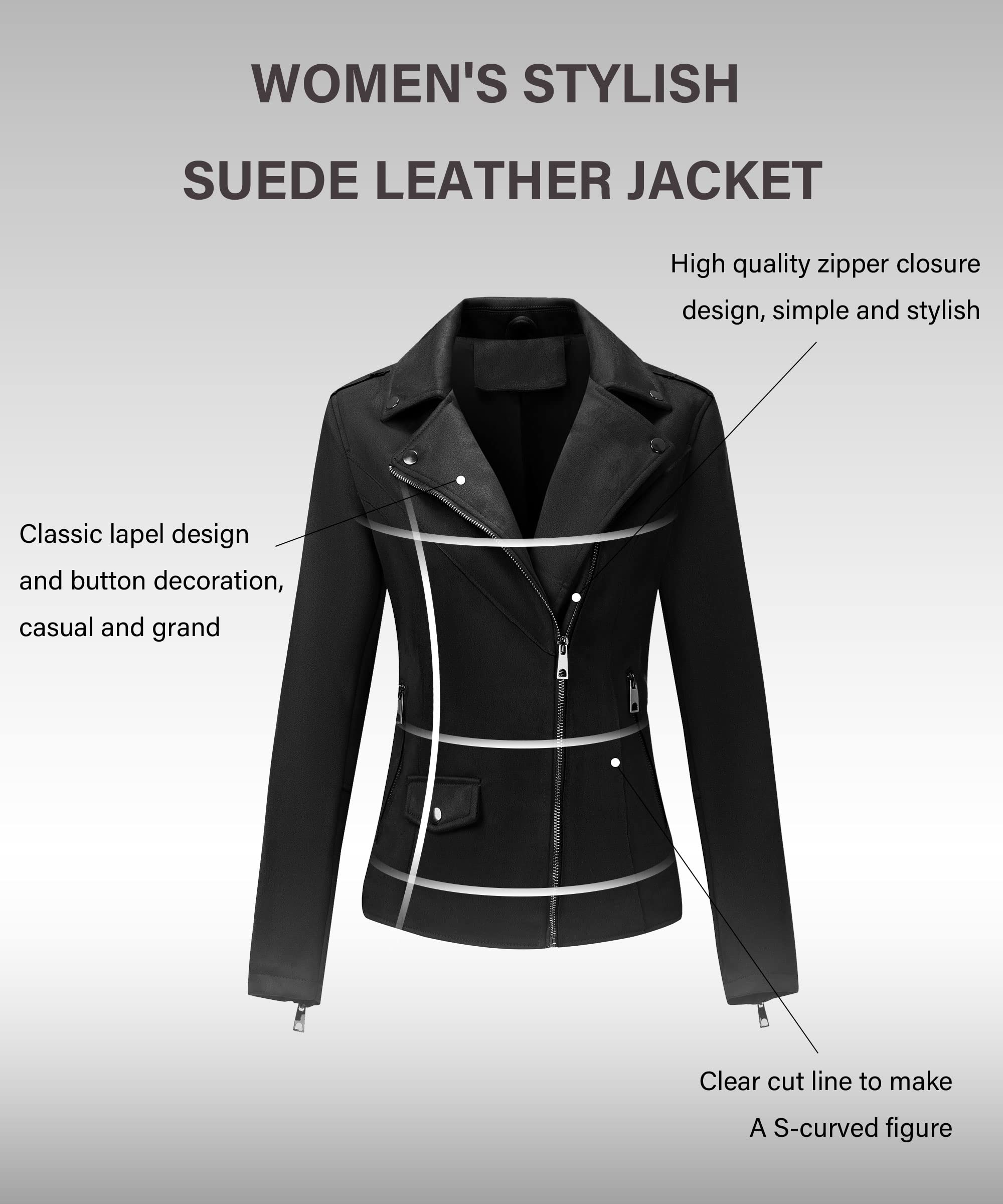 Bellivera Womens Faux Leather Jacket Lapels Cropped Outfits Coat Suede Spring Fashion Outwear with Microstretch 64K Black M