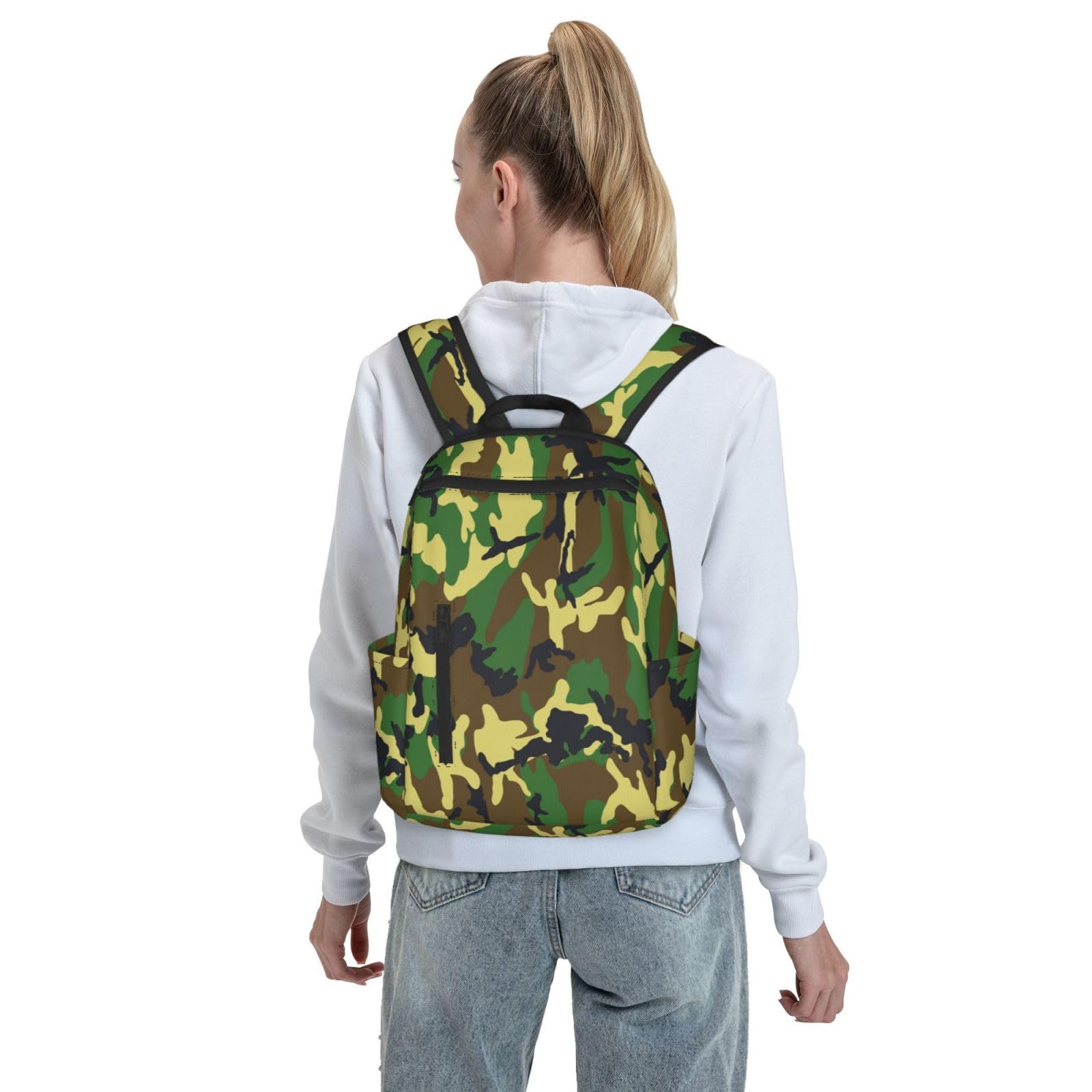 RIMENCH Lightweight Backpack For Basic Casual Daypack For Travel With Bottle Side Pockets (Army Camo Camouflage)