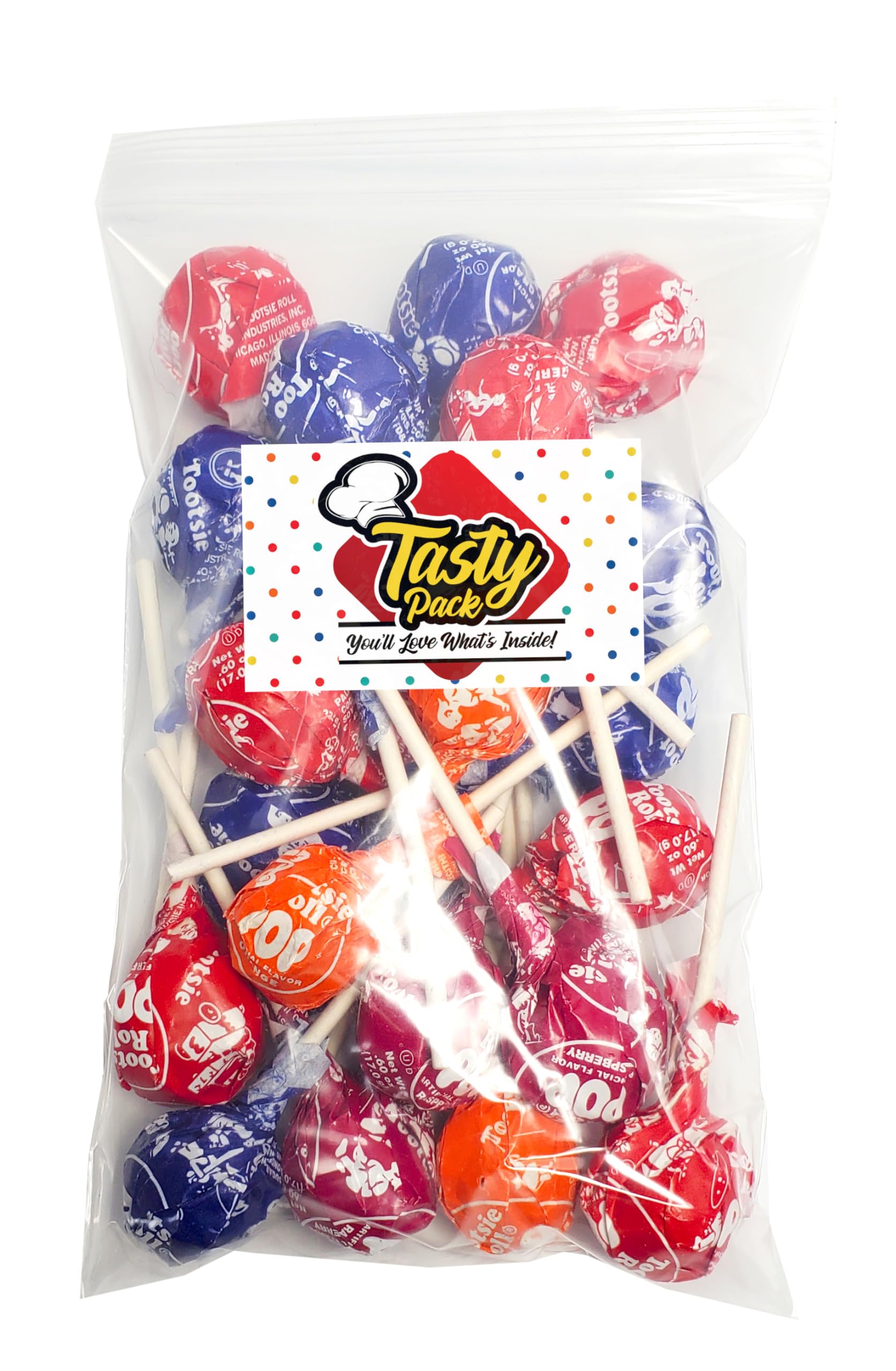 Lollipops Assorted Fruit Flavored Lollipops with Chewy Center Bulk Candy Set by TastyPack, 1lb