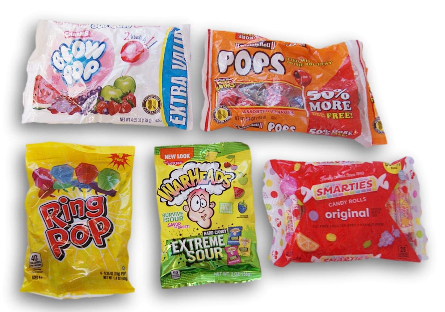 Jumping Daisy Holiday Christmas Stocking Gift Stuffed with Candy - Blow Pops, Smarties, Warheads, Ring Pops, and Tootsie Roll Pops