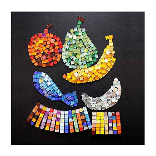 Mosaic Tiles Squares Black Crystal Mosaic Glass Tile for Crafts Bulk DIY Picture Frames Handmade Jewelry Coasters Art Material Decoration,1x1cm,100 Pieces