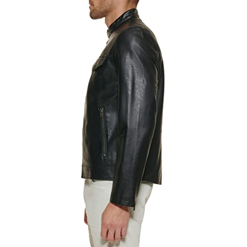 Levi's Men's Faux Leather Racer Jacket, Black, XX-Large