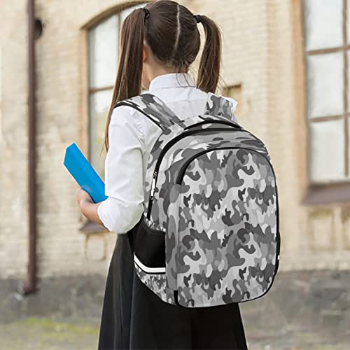 TropicalLife Camo Grey Camouflage Backpacks Bookbag Stationery Storage backpack Shoulder School Computer Hiking Gym Travel Casual Travel Daypack