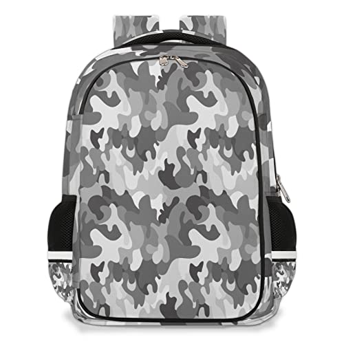 TropicalLife Camo Grey Camouflage Backpacks Bookbag Stationery Storage backpack Shoulder School Computer Hiking Gym Travel Casual Travel Daypack