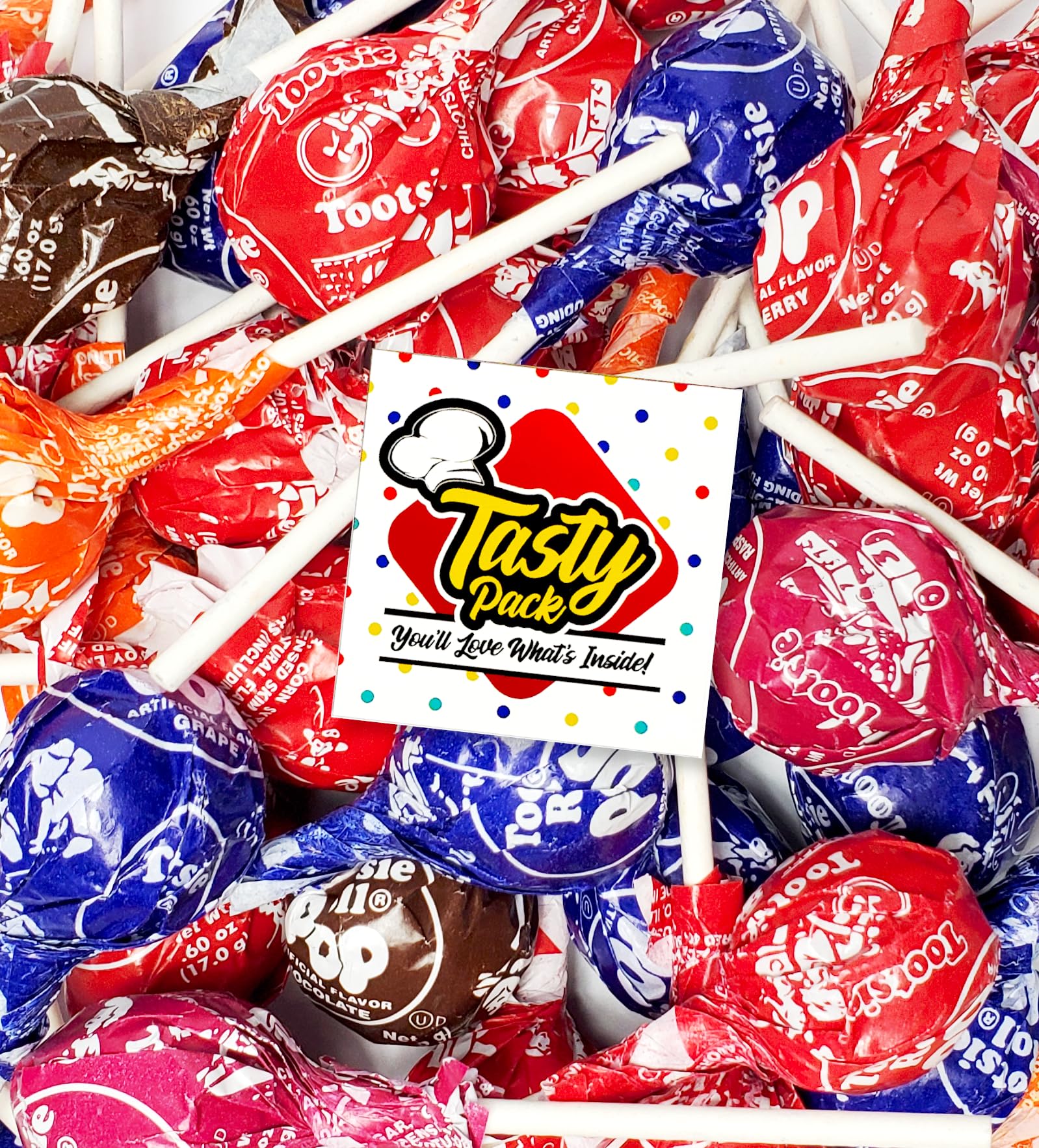 Lollipops Assorted Fruit Flavored Lollipops with Chewy Center Bulk Candy Set by TastyPack, 1lb