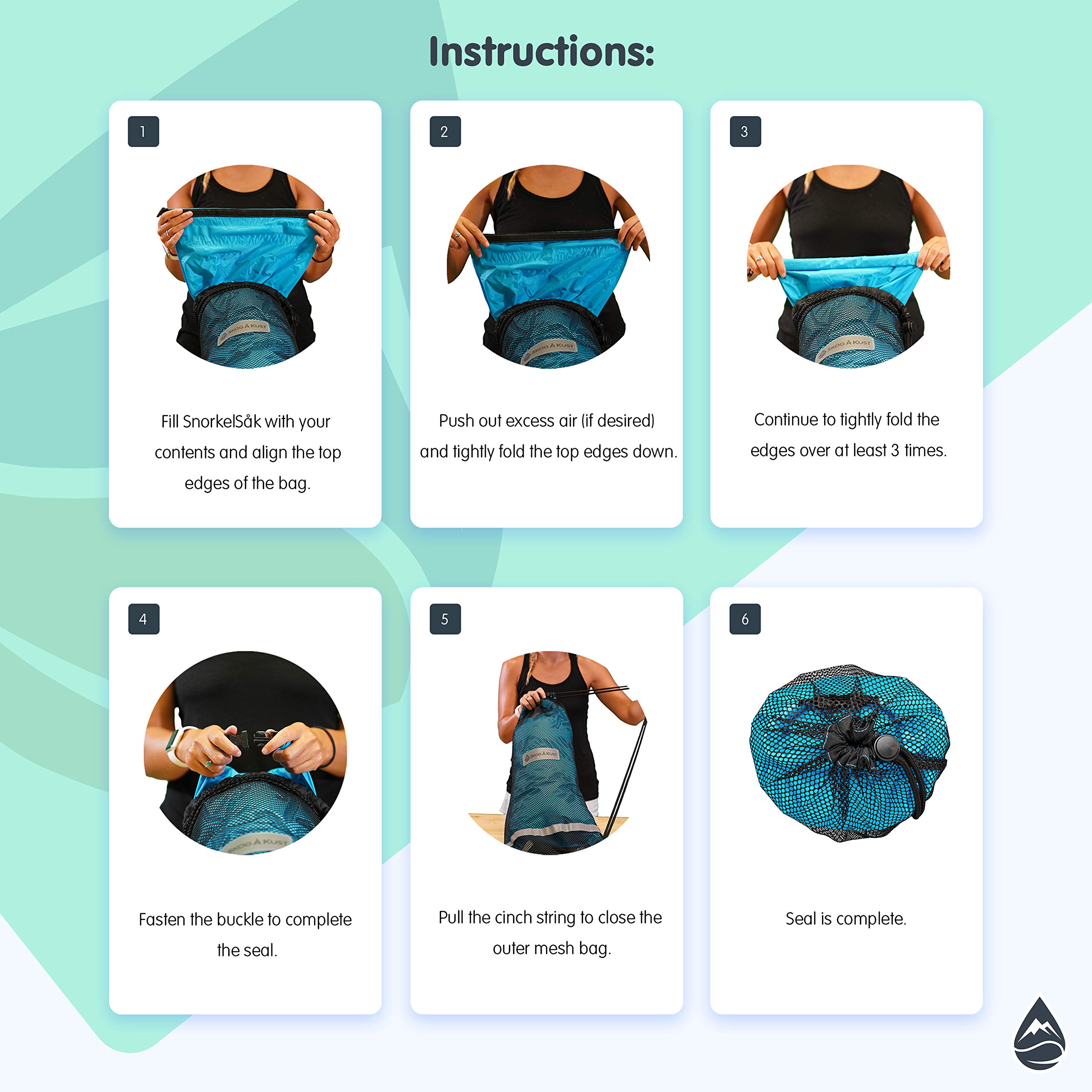 Skog Å Kust SnorkelSåk 2-in-1 Mesh Snorkel Bag with Removable Interior Waterproof Dry Bag | Blue