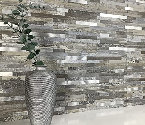 DICOFUN 10-Sheet Peel and Stick Backsplash Wall Tile, PVC Kitchen Backsplash Peel and Stick in Distressed Wood, 9.4 sq.ft