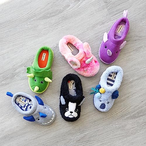 Dearfoams Easter Basket Stuffers Gifts for Kids Washable Animal Critter Slippers, Shark, 2-3 Big Kid