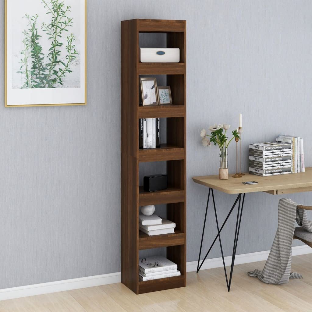 Natulvd 6 Tier Narrow Bookshelf, 78 Inch Tall Corner Bookcase with Open Shelves, Shelving Unit Display Rack Room Divider for Small Space Living Room, Kitchen, Bathroom, Balcony, Brown