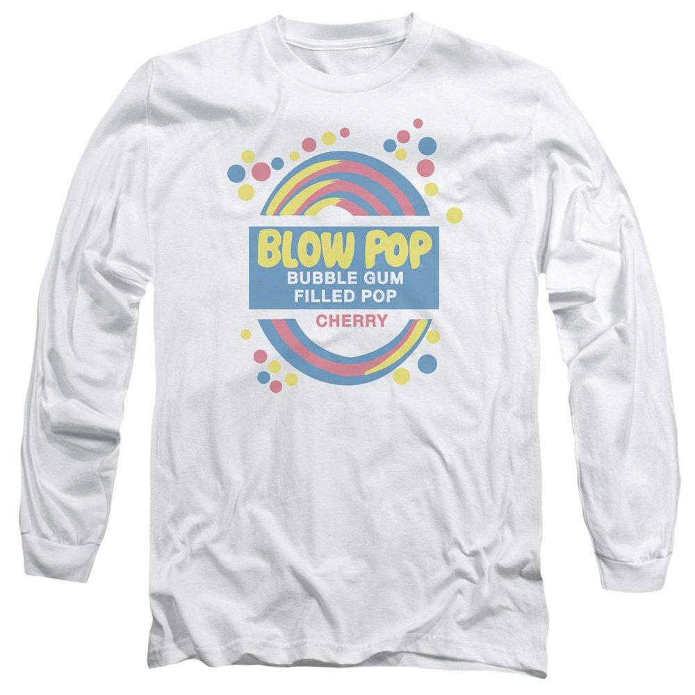 Tootsie Roll Blow Pop Label Unisex Adult Long-Sleeve T Shirt for Men and Women, Large White