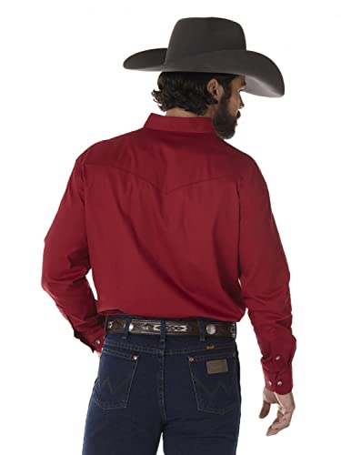 Wrangler mens Painted Desert Two Pocket Long Sleeve Work button down shirts, Red, Small US