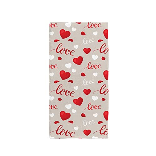 My Little Nest Hand Towels for Bathroom Elements Valentine's Day Hearts Absorbent Small Bath Towel Soft Kitchen Towels Fingertip Towel for Guest and Bar 30 x 15 inch
