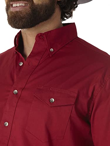 Wrangler mens Painted Desert Two Pocket Long Sleeve Work button down shirts, Red, Small US
