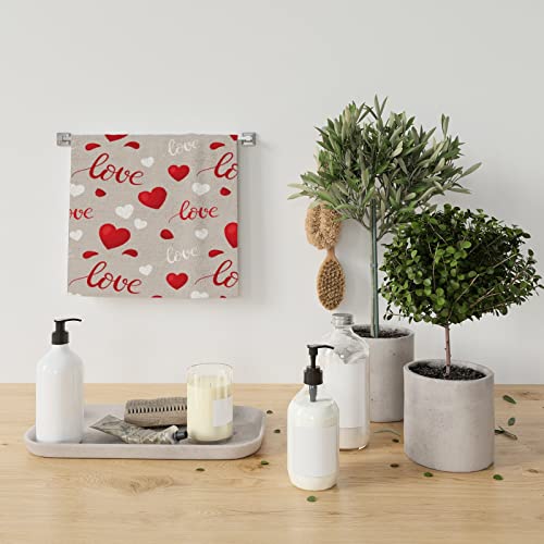 My Little Nest Hand Towels for Bathroom Elements Valentine's Day Hearts Absorbent Small Bath Towel Soft Kitchen Towels Fingertip Towel for Guest and Bar 30 x 15 inch