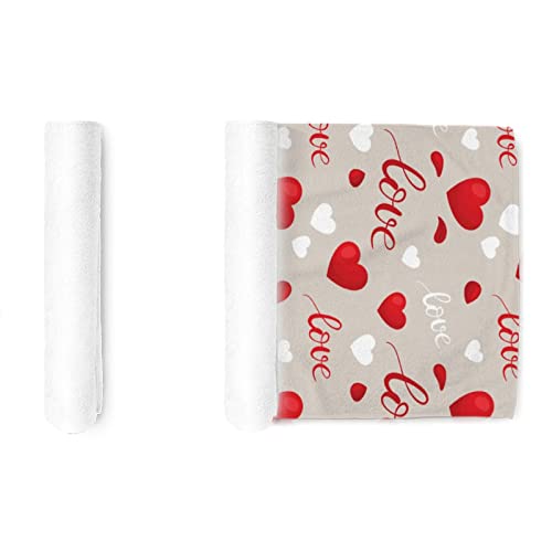 My Little Nest Hand Towels for Bathroom Elements Valentine's Day Hearts Absorbent Small Bath Towel Soft Kitchen Towels Fingertip Towel for Guest and Bar 30 x 15 inch