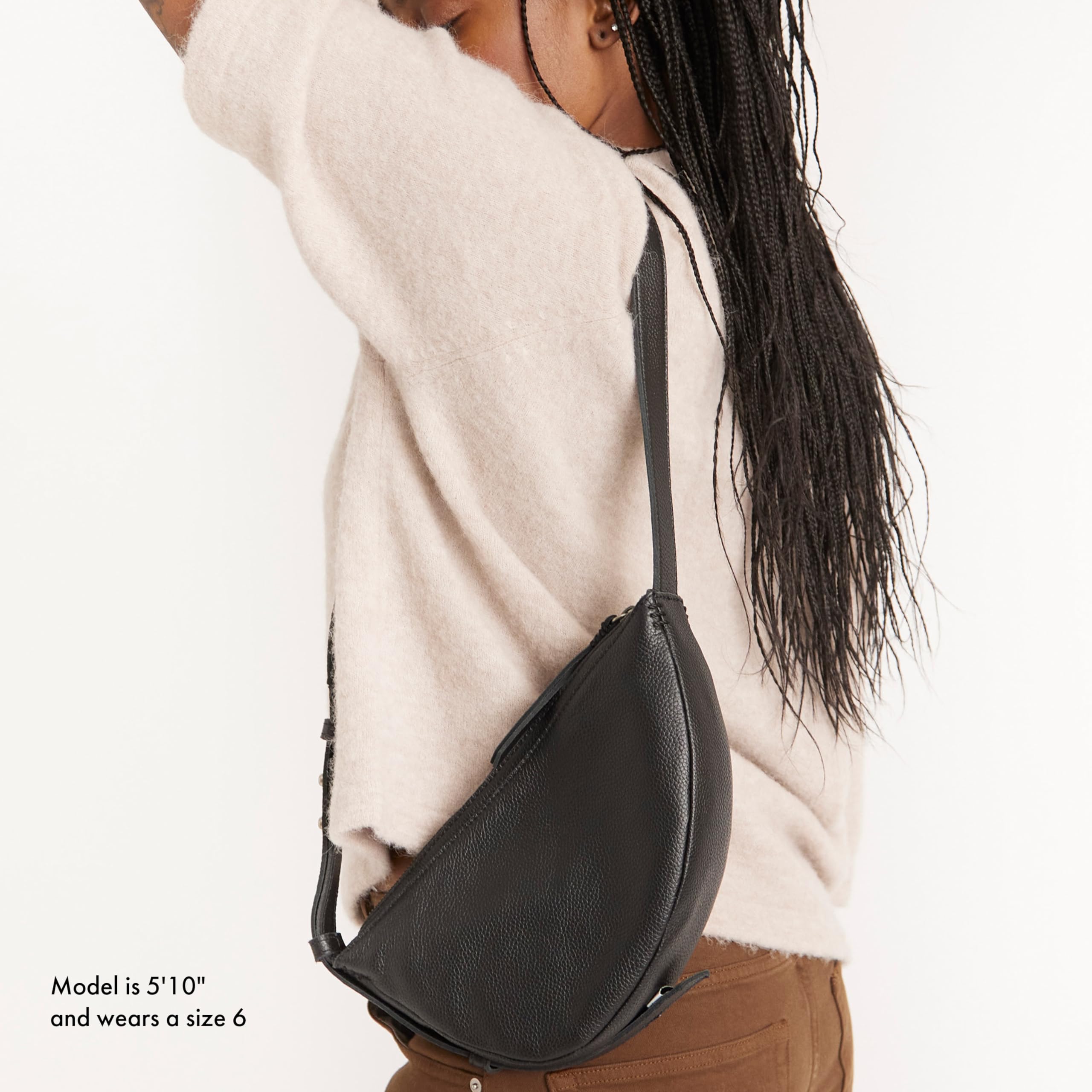 The Sak Tess Sling Bag in Leather, Adjustable Crossbody Strap, Mahogany
