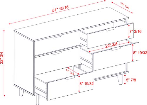 Home Accent Furnishings Transitional Farmhouse Framed 6-Drawer Dresser with Cup Handles - Caramel